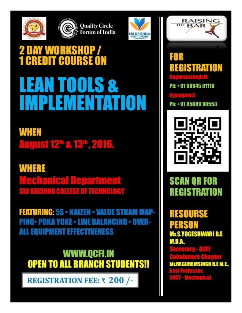Two Days Workshop on Lean Tools & Implementation | QCFI | Quality ...